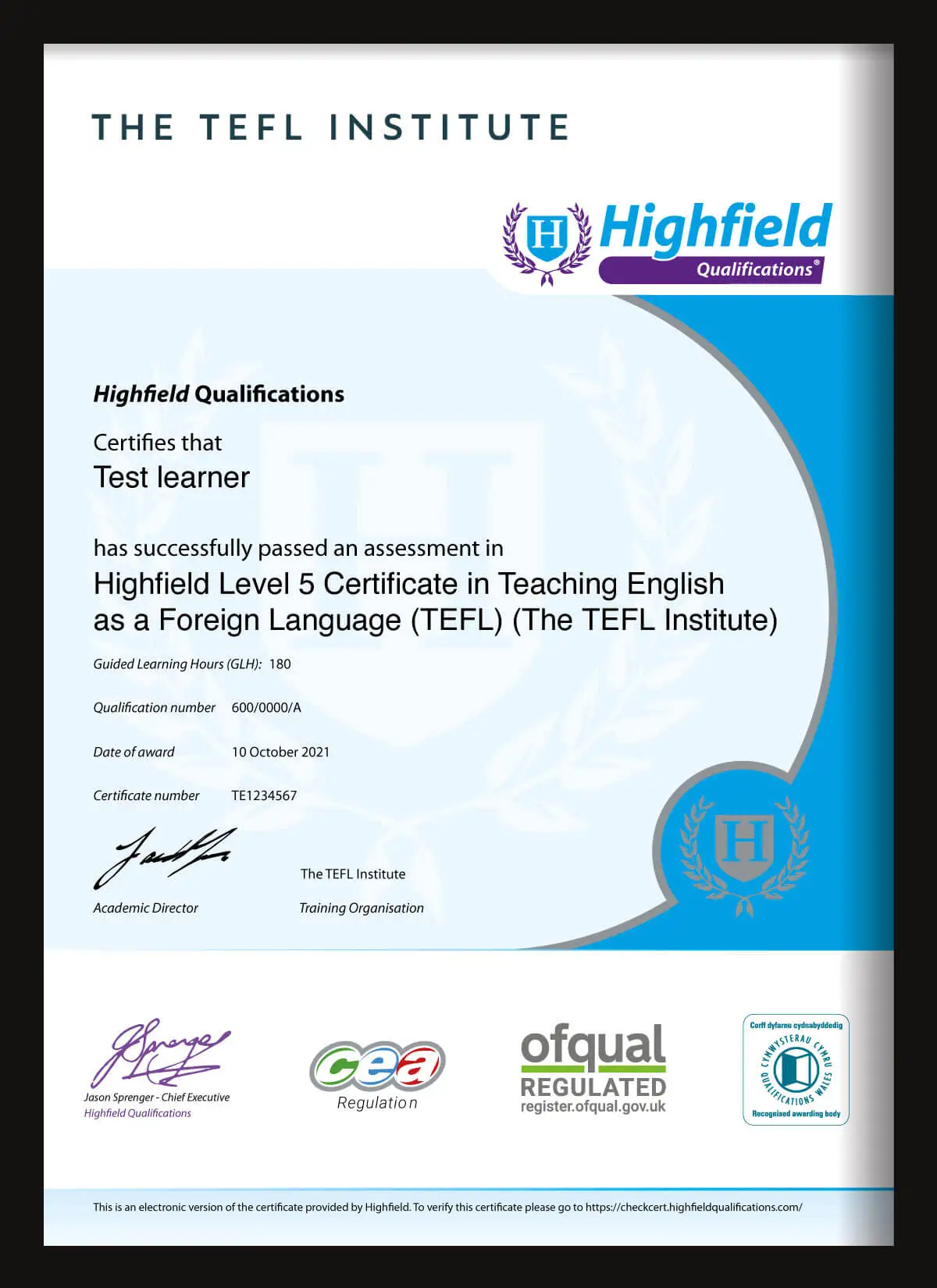 TEFL Ofqual Regulated - Level 5 Government Regulated - TEFL Institute